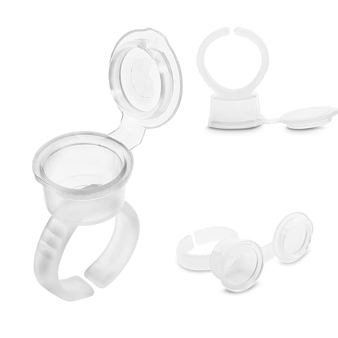 PMU/Tattoo Ring Cups with Lids - 50 pcs | Spill-Proof & Reusable